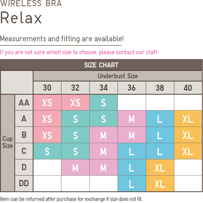 UNIQLO Size Guide for Bras - UNIQLO HONG KONG & MACAU